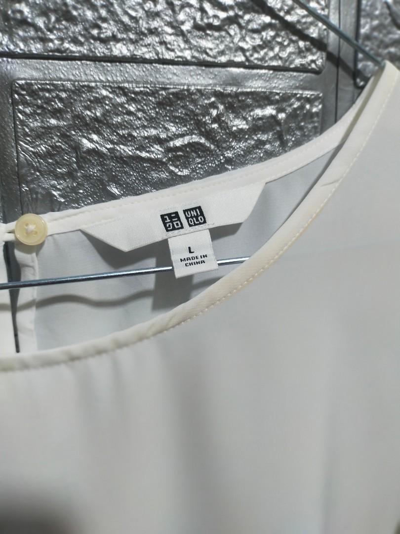 Blouse UNIQLO Putih Polos Sifon, Fesyen Wanita, Pakaian Wanita, Atasan ...