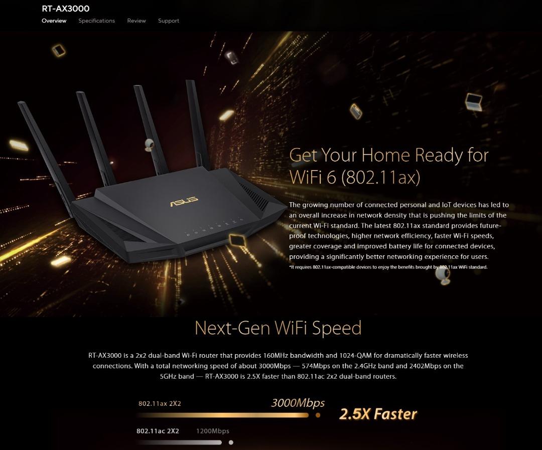 [CHEAPEST] ASUS AX3000 Dual Band WiFi 6 (802.11ax) Router (RT-AX3000 ...
