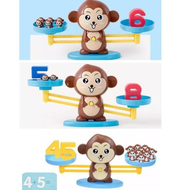 Children Montessori Math Educational Toy Monkey Balancing Scale Math ...