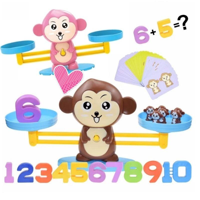 Children Montessori Math Educational Toy Monkey Balancing Scale Math ...