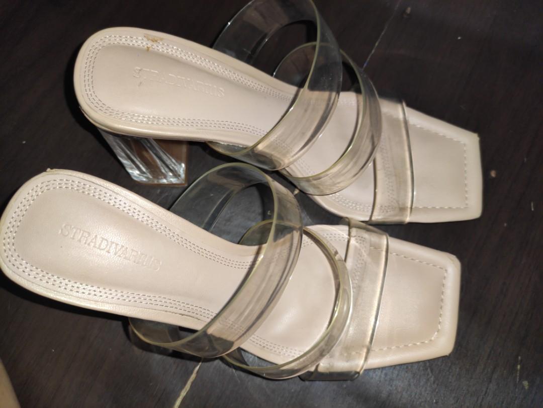 Clear Transparent PVC Block Heels (Stradivarius), Women's Fashion ...