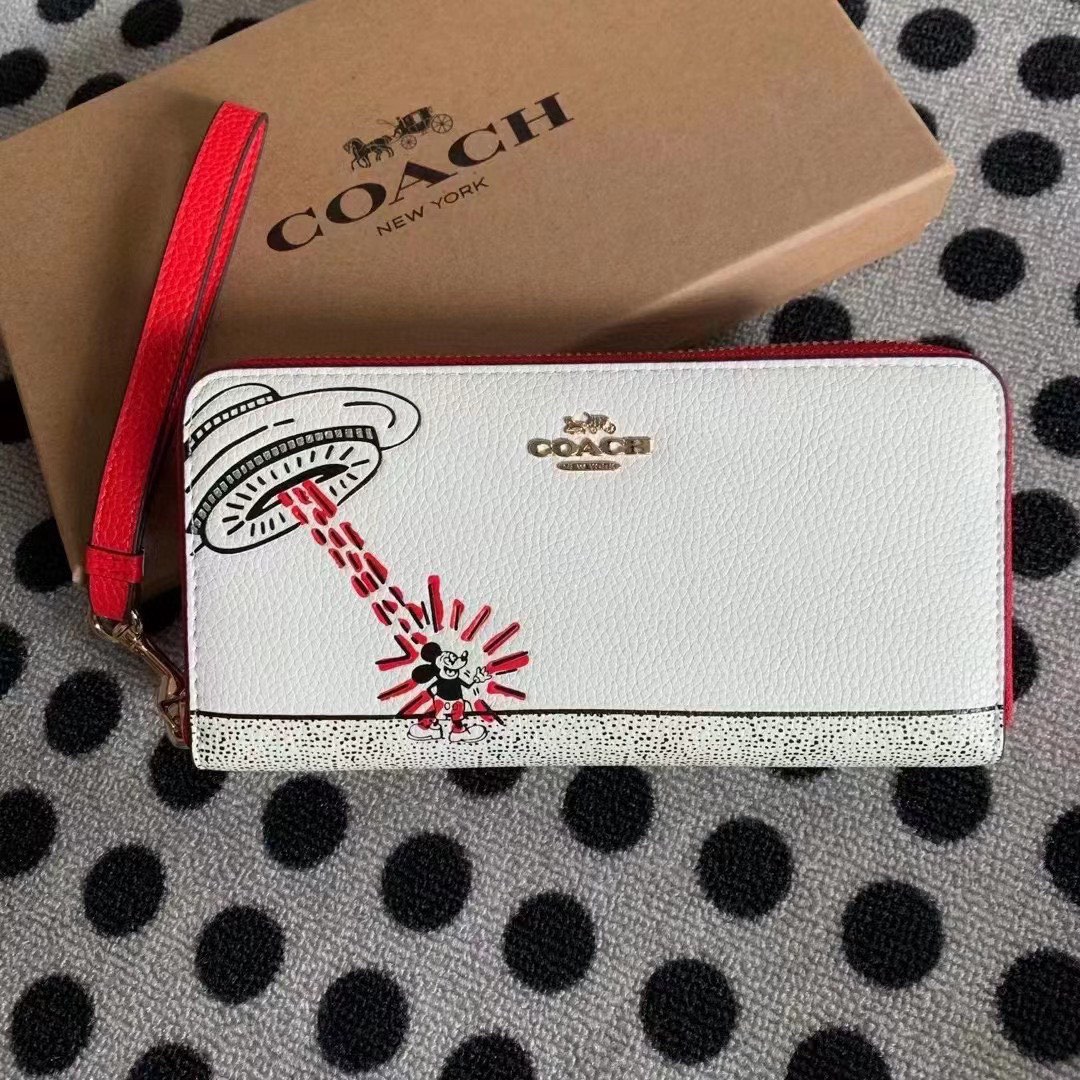 Coach Disney Mickey Mouse X Keith Haring Long Zip Around Wallet C7800 ...