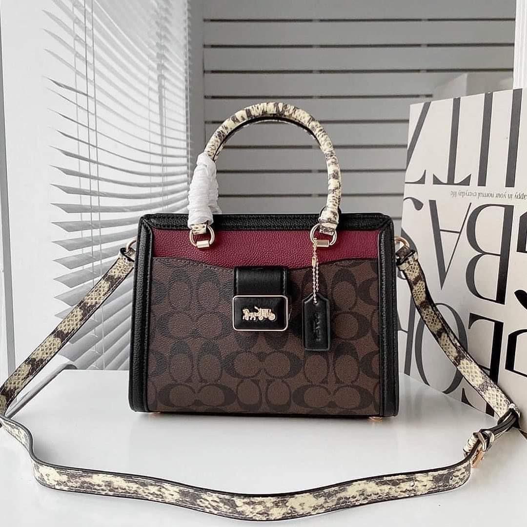 Coach Grace Carryall in Signature Canvas Brown Black Multi, Women's ...