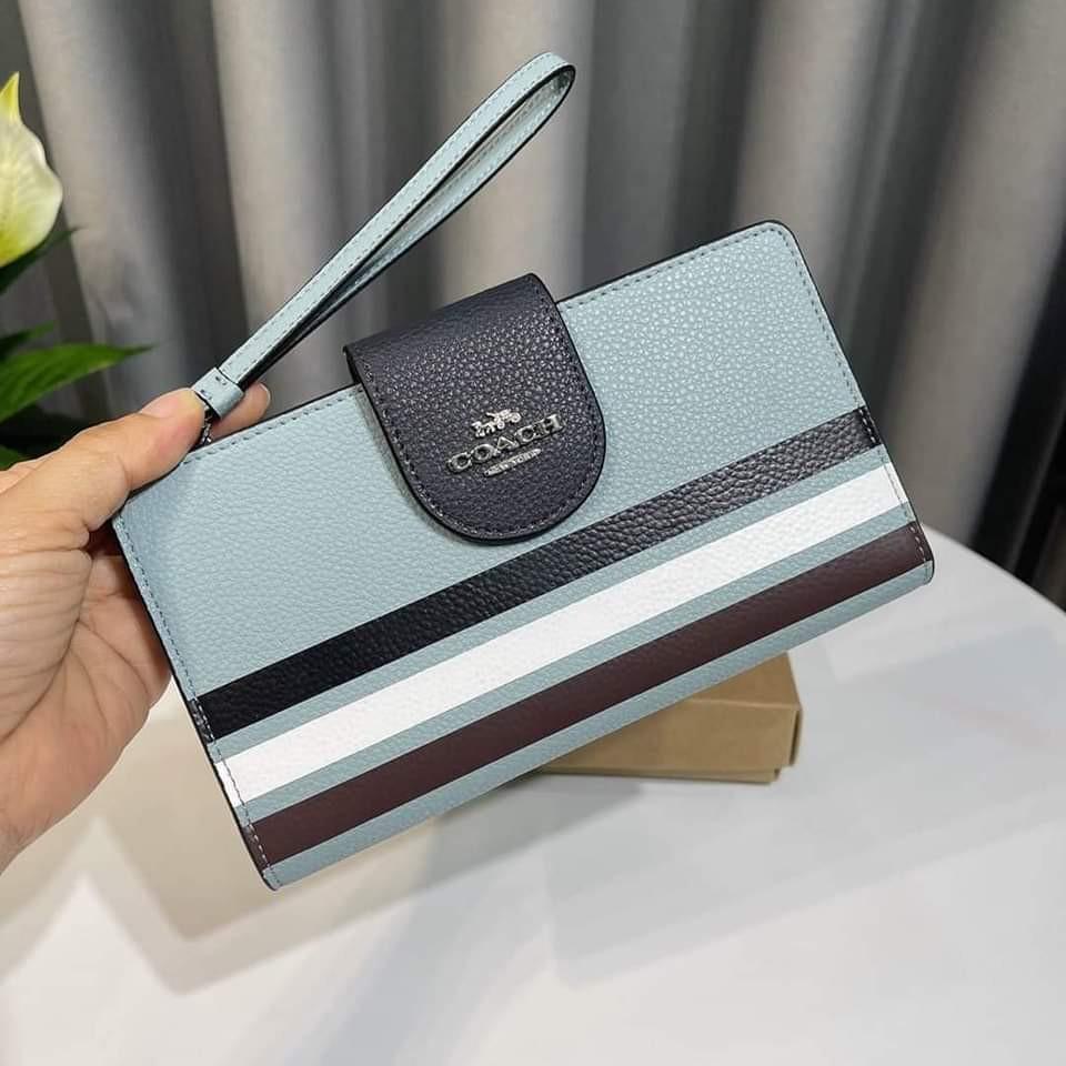 Coach Tech Phone Wallet in Colorblock with Stripe, Women's Fashion ...