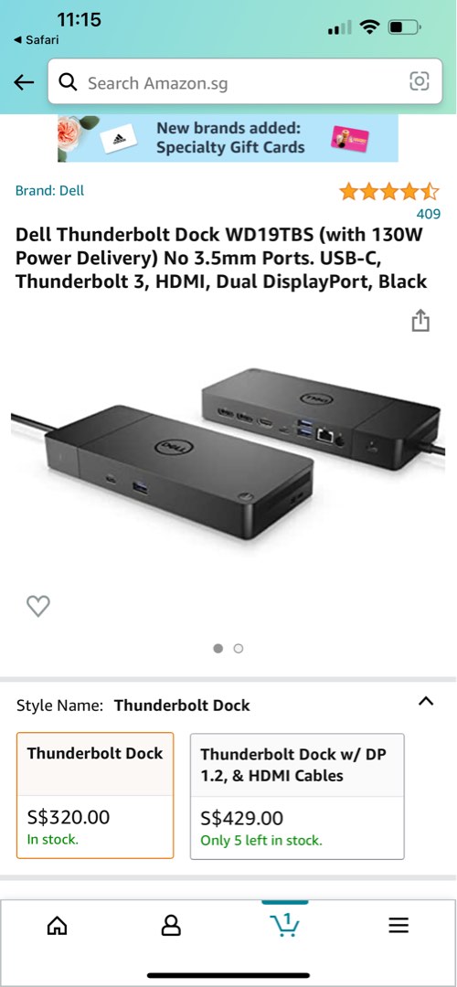 Dell Thunderbolt Dock WD19TBS, Computers & Tech, Parts & Accessories ...