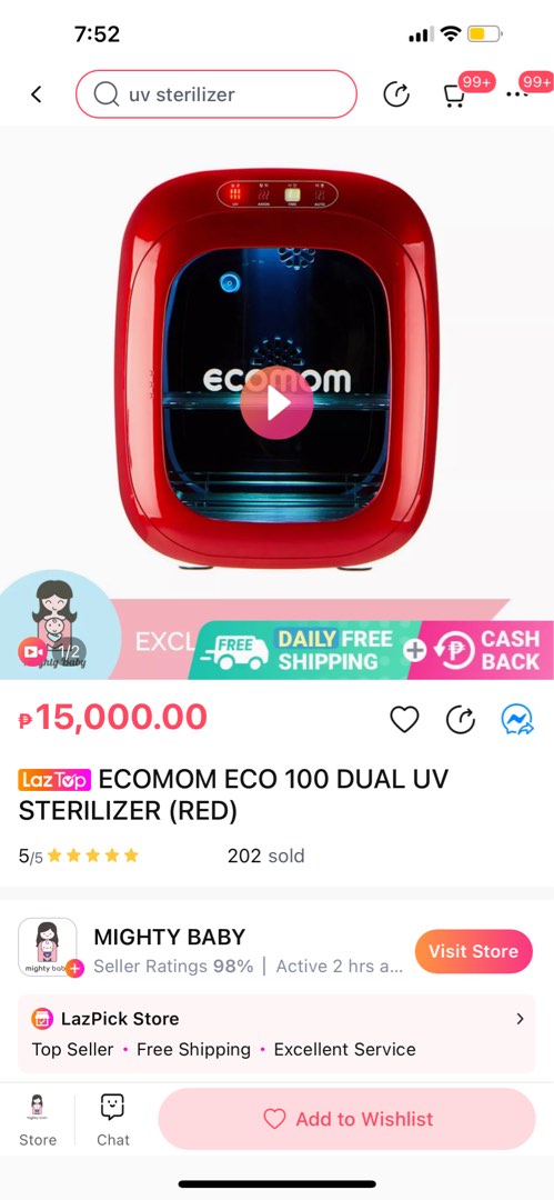 Ecomom Eco 100 dual UB sterilizer, Babies & Kids, Nursing & Feeding ...