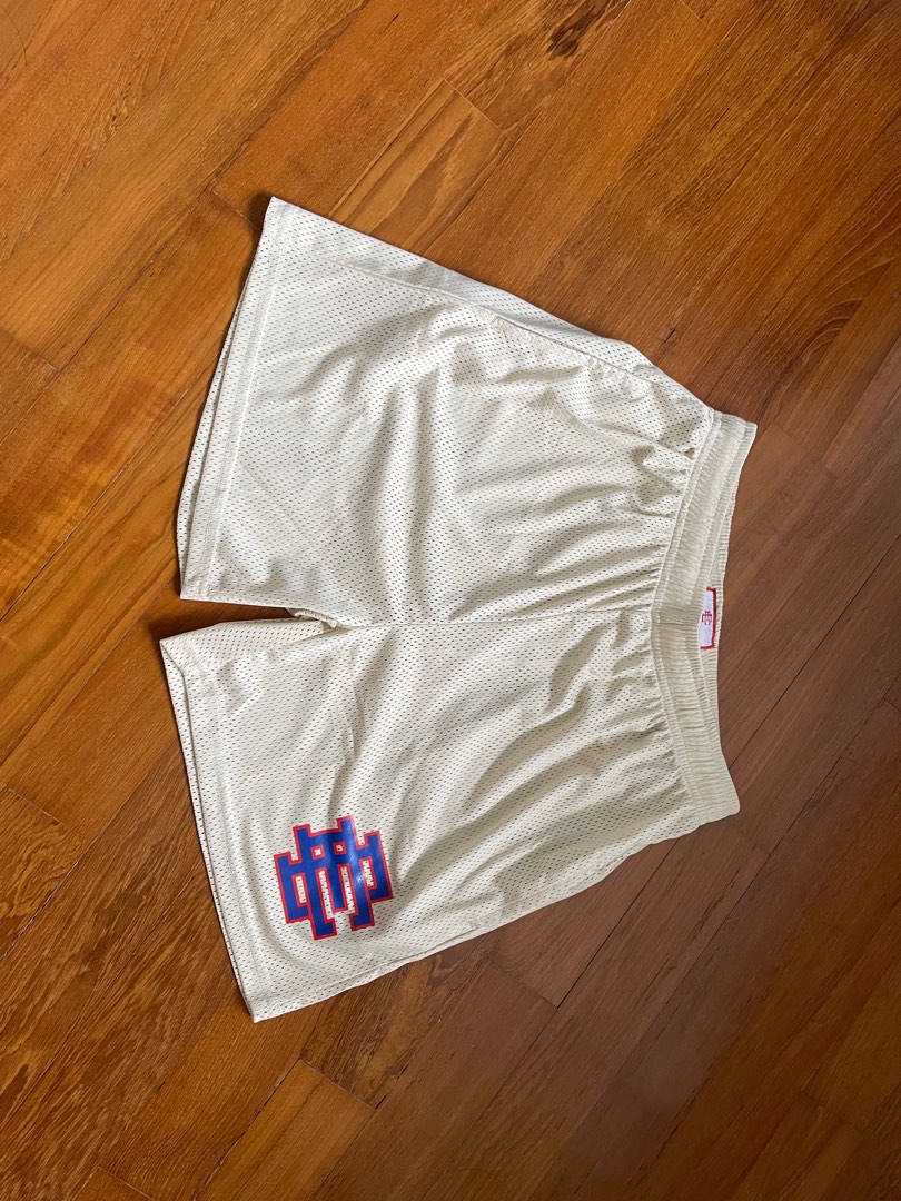 Eric Emmanuel Cream basketball mesh shorts, Men's Fashion, Bottoms ...