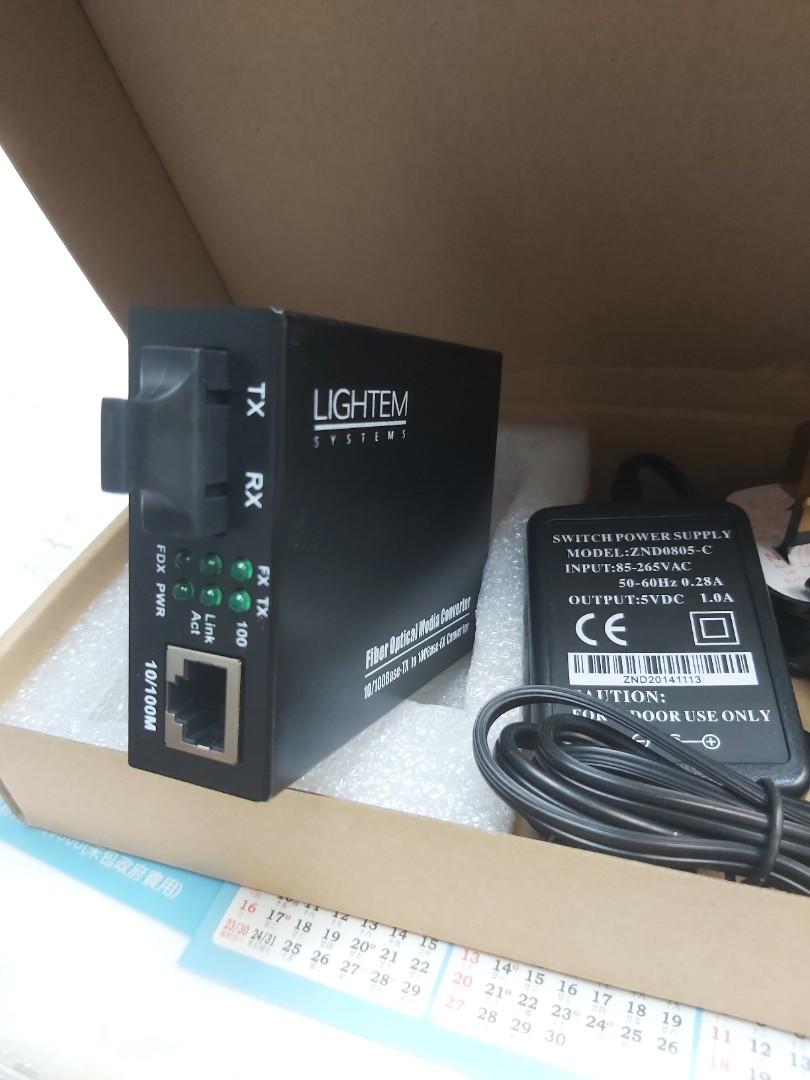 全新 光纖 Fiber Optical Media Converter Lightem LS0110-D20-E, 電腦＆科技, 電腦周邊及配件, 其他 - Carousell
