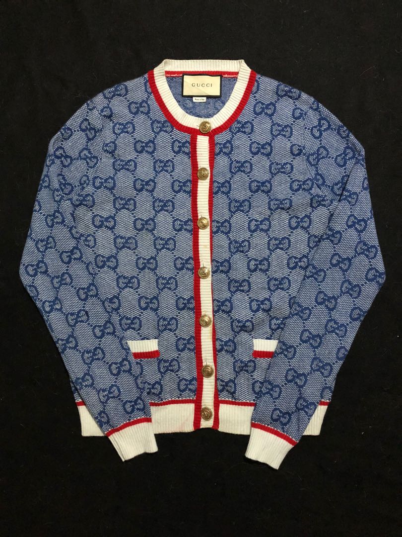 GUCCI GG CARDIGAN MONOGRAM, Women's Fashion, Tops, Longsleeves on Carousell