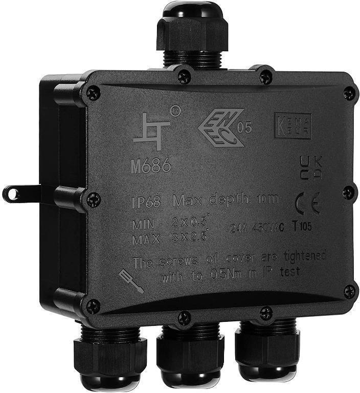 H1672 HAUSPROFI IP68 Waterproof Junction Box, 4-Way Outdoor Cable ...