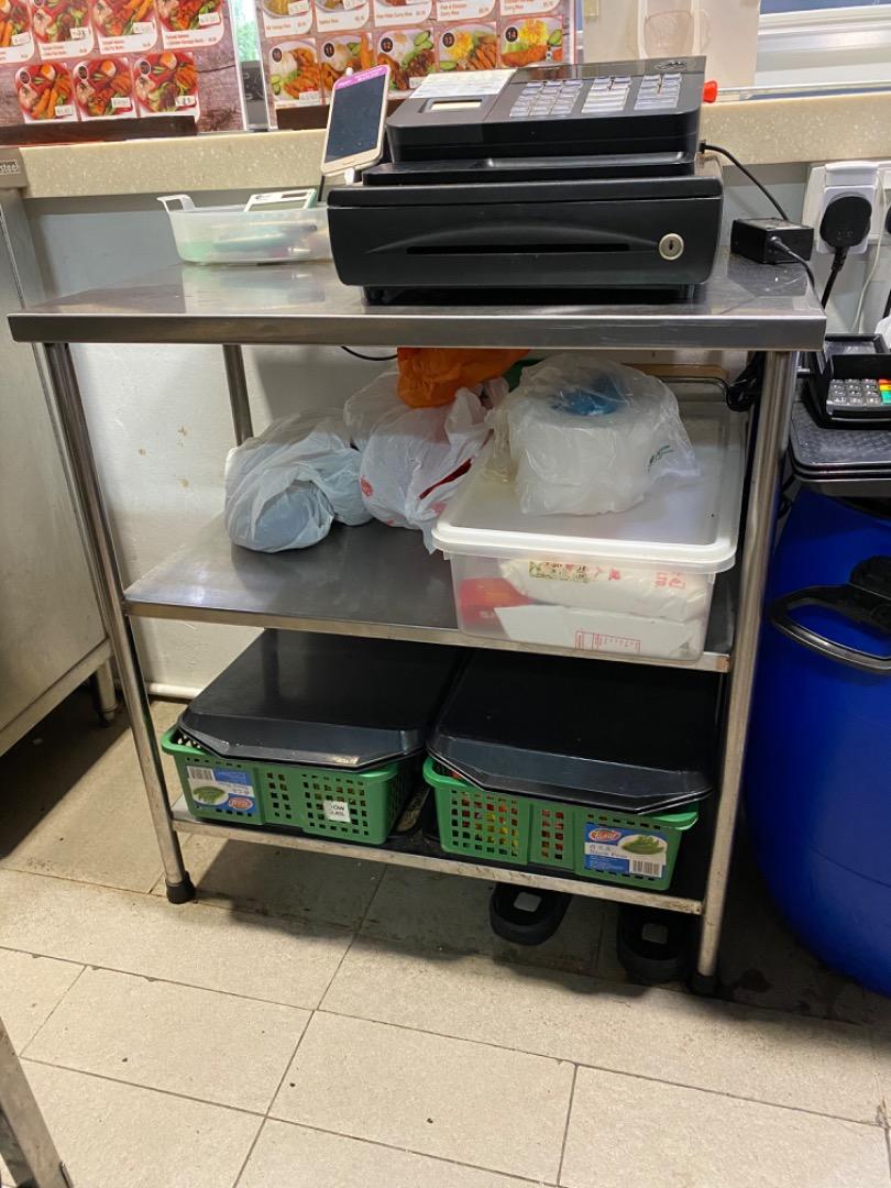 Hawker/foodstall stainless steel stove table, cupboards, table,rack ...