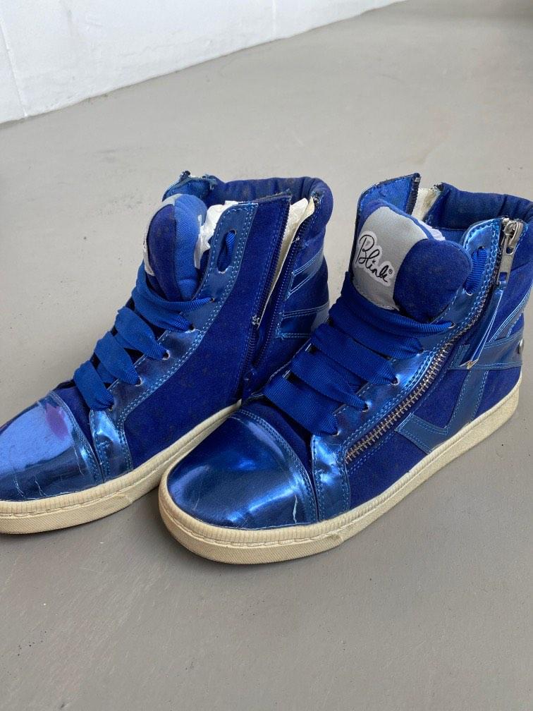 High Ankle Neon Blue Sneakers, Women's Fashion, Footwear, Sneakers on ...