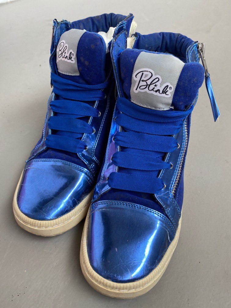 High Ankle Neon Blue Sneakers, Women's Fashion, Footwear, Sneakers on ...