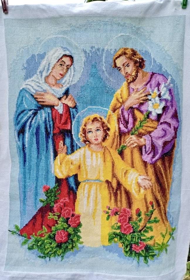 HOLY FAMILY CROSS-STITCH FOR SALE (READY TO FRAME), Hobbies & Toys ...