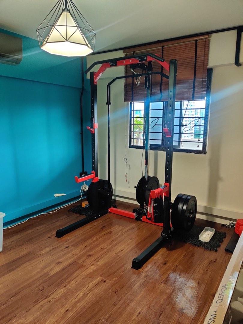 Home gym - Half Squat Rack with Lats pull down and rows machine ...