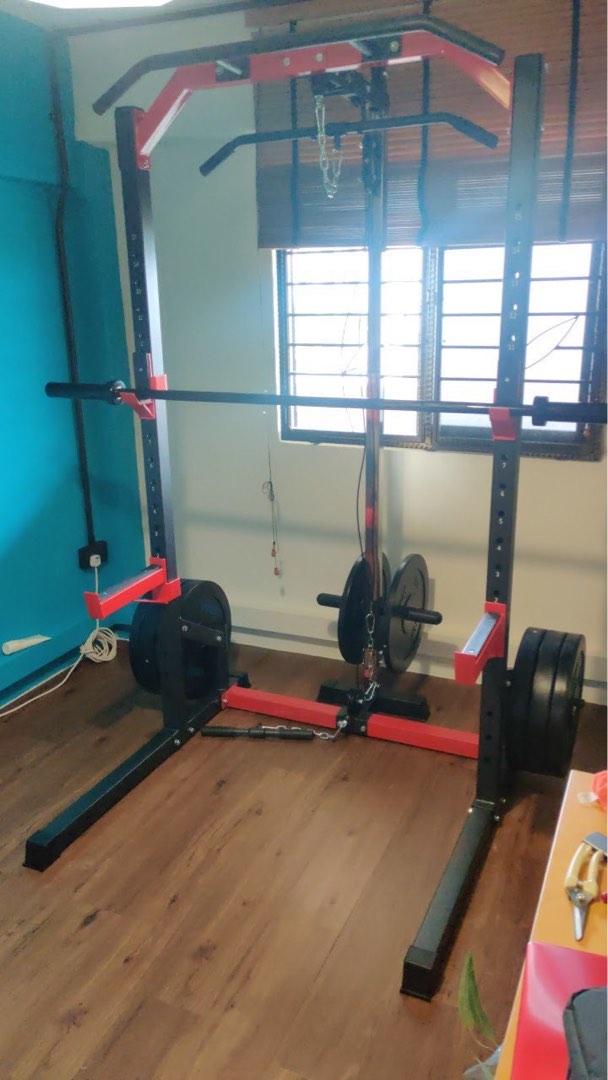 Home gym - Half Squat Rack with Lats pull down and rows machine ...