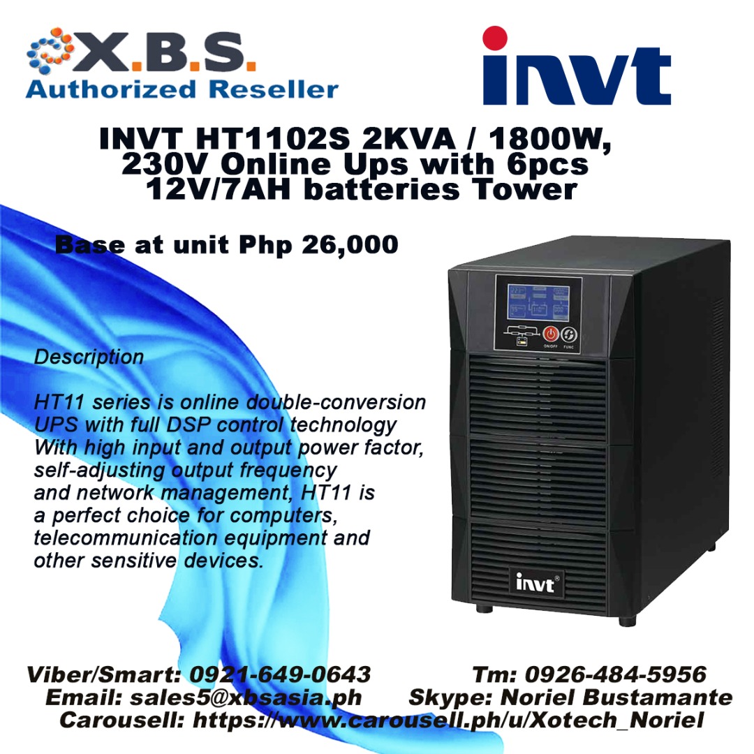 INVT HT1102S 2KVA / 1800W, 230V Online Ups, Computers & Tech, Office ...