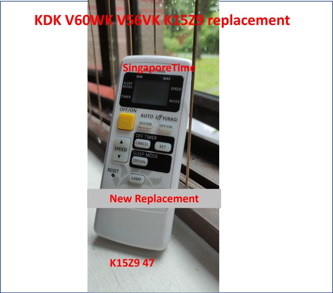 KDK ceiling fan remote control V60WK K15Z9 replacement, TV & Home ...