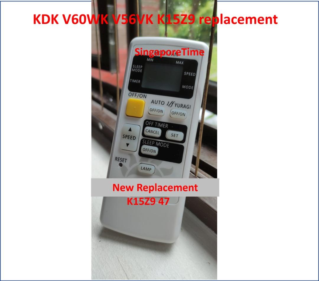 KDK ceiling fan remote control V60WK K15Z9 replacement, TV & Home ...