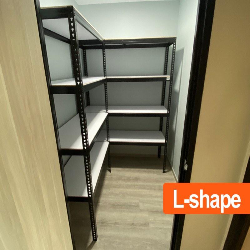 L Shape Black Metal Boltless Rack for BTO HDB bomb shelter storeroom ...