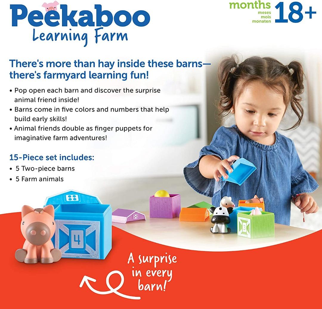 Learning Resources Peekaboo Learning Farm, Counting, Matching & Sorting Toy, Toddler Learning ...