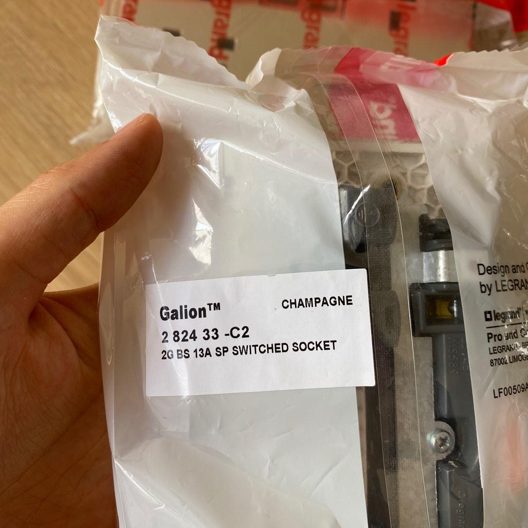 Legrand Galion 13Ax2 double socket champagne, Furniture & Home Living ...