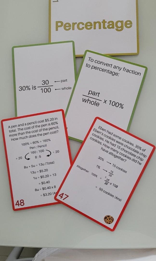 LOB Flash card-%,ratio and fractions, Hobbies & Toys, Books & Magazines ...