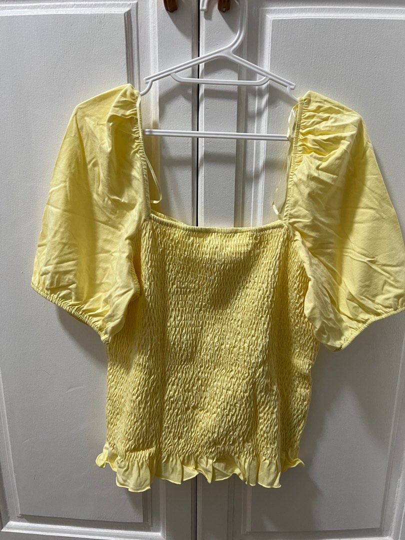Mango Yellow Blouse, Women's Fashion, Tops, Blouses on Carousell