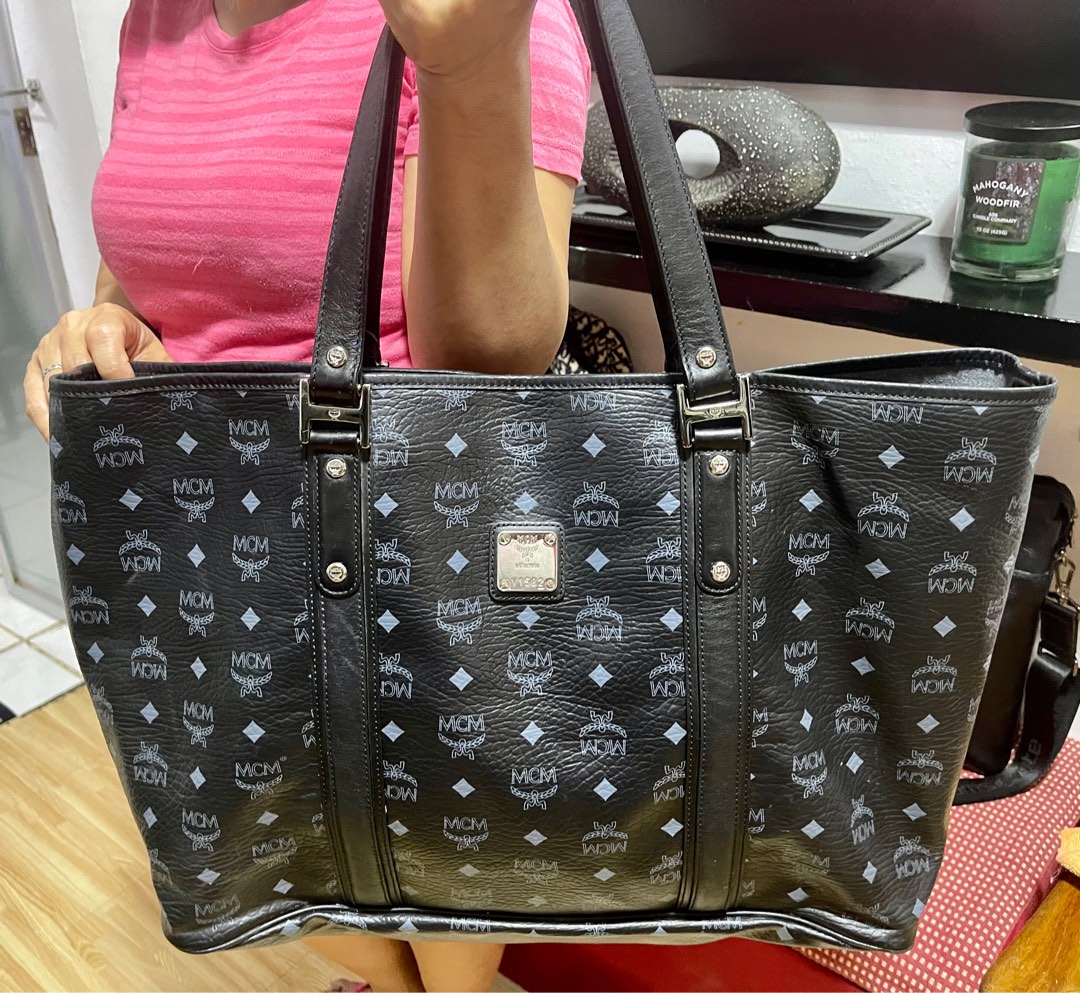 MCM Black Cognac Large tote, Women's Fashion, Bags & Wallets, Tote Bags on Carousell