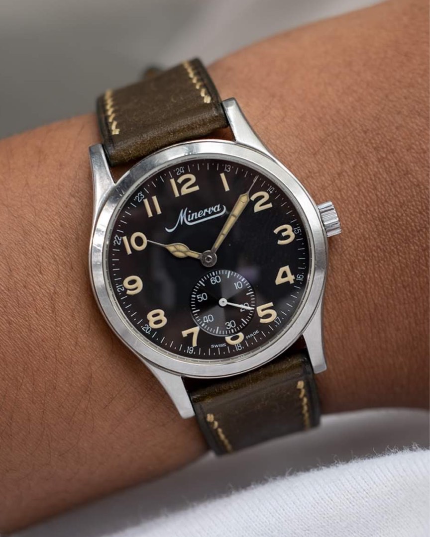 Minerva Pythagore ref.A481 Military dial, Luxury, Watches on Carousell