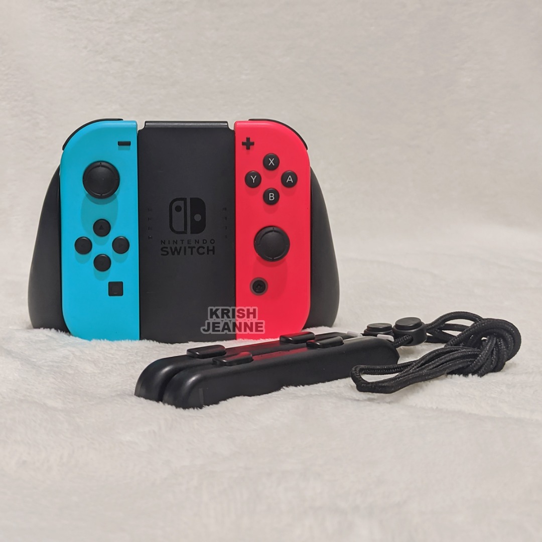 Nintendo Switch Joycons Neon Red Blue, Video Gaming, Gaming Accessories ...