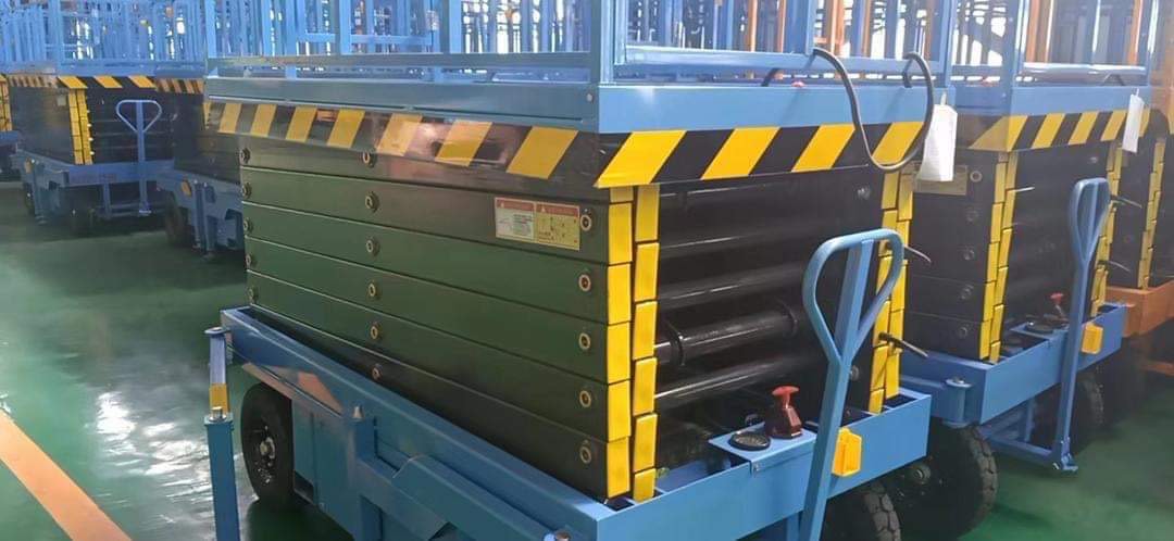 Mobile scissor lift 10 meters 500 KG 220V Overload Alarm, Solid Tire ...