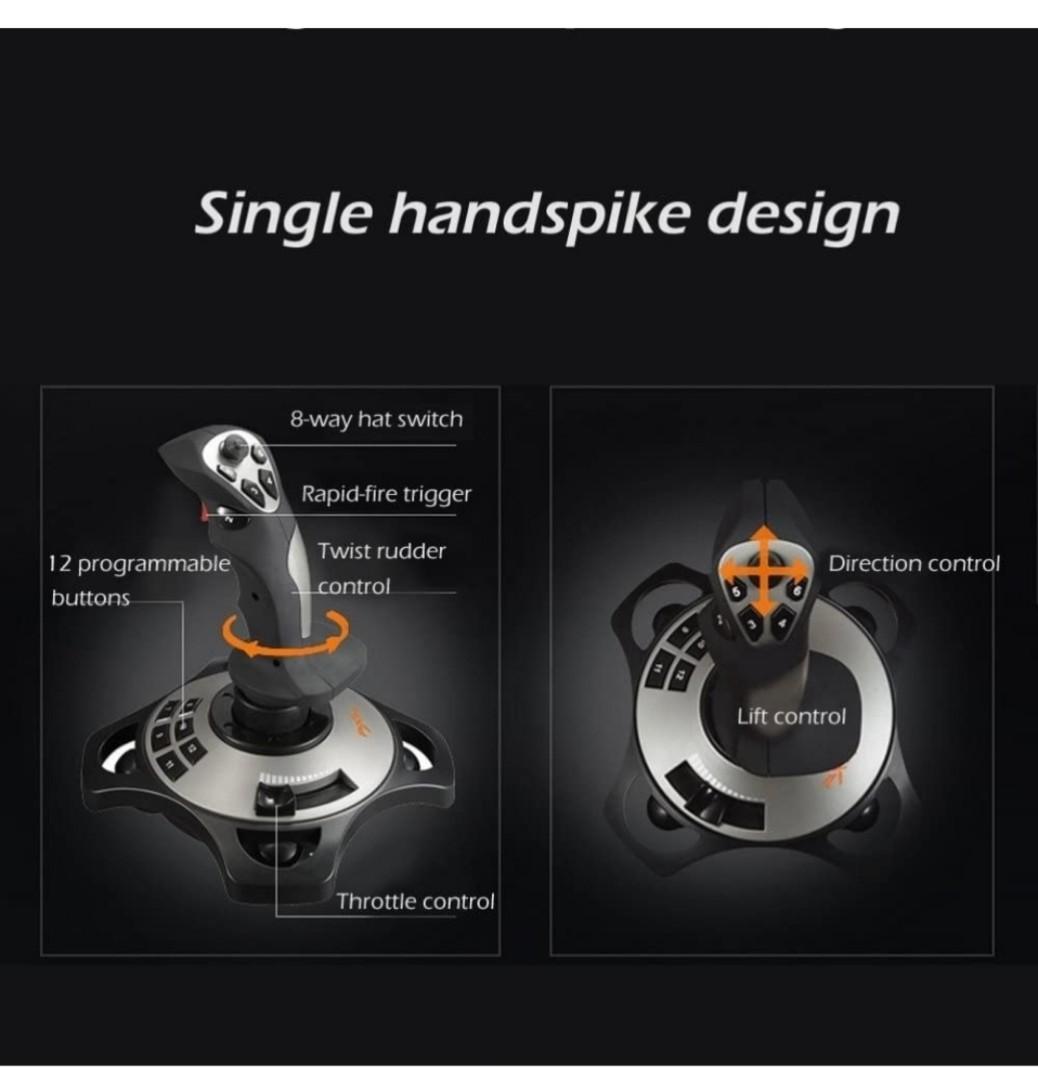 PC Joystick, USB Game Controller with Vibration Function and Throttle ...