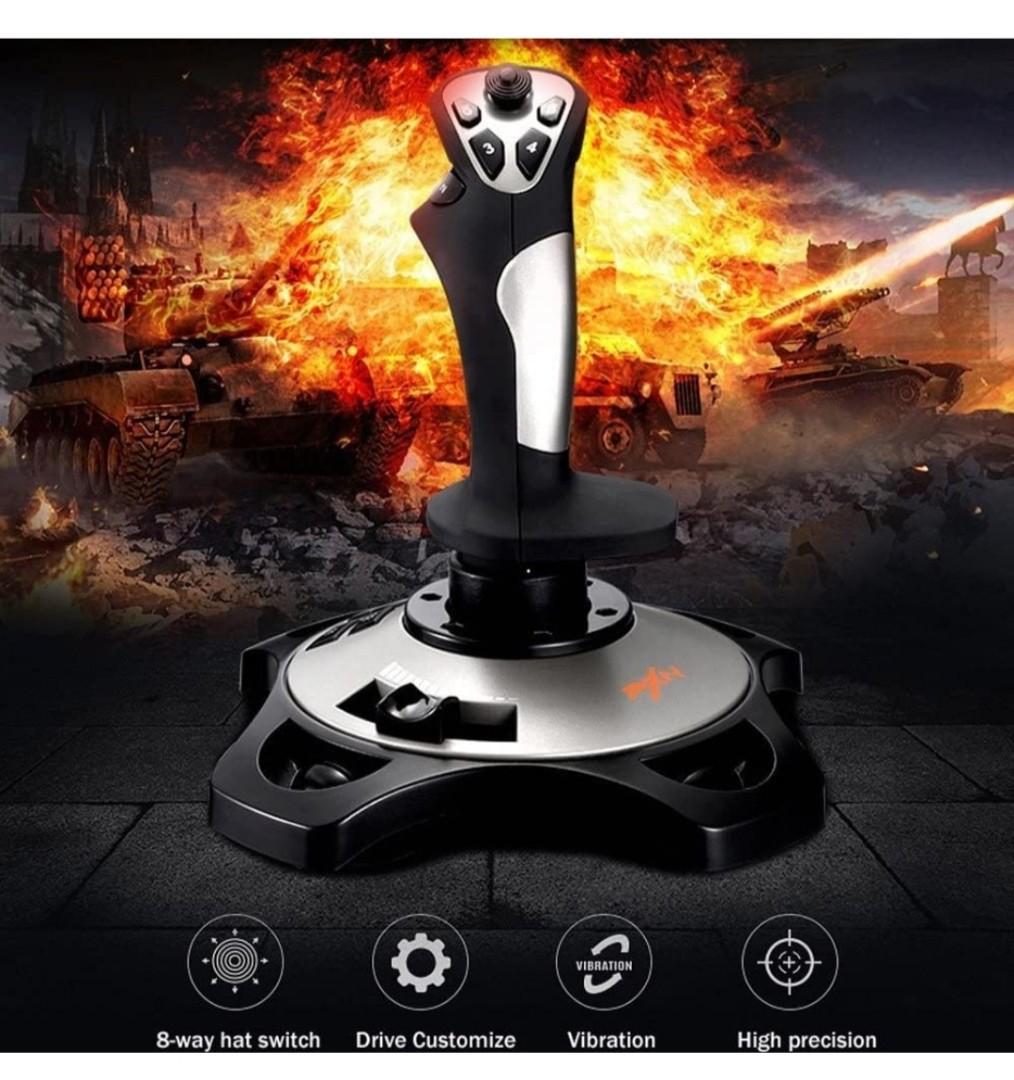 PC Joystick, USB Game Controller with Vibration Function and Throttle ...