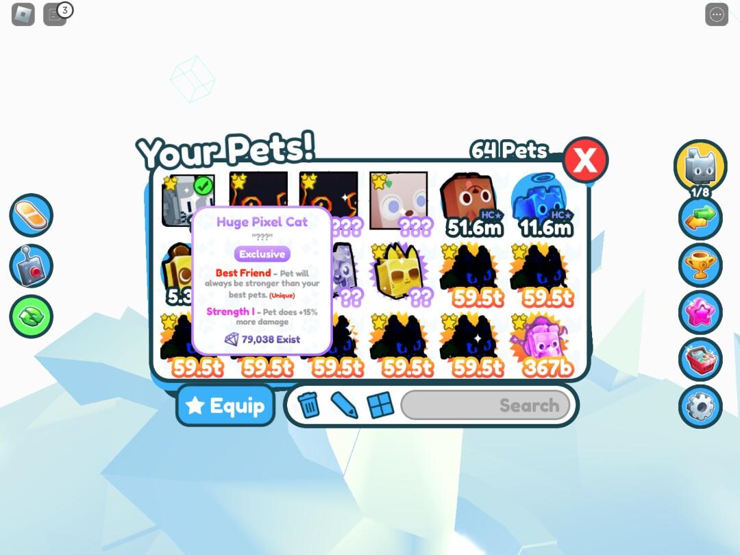 Pet sim x Huge Pixel Cat, Video Gaming, Gaming Accessories, In-Game ...