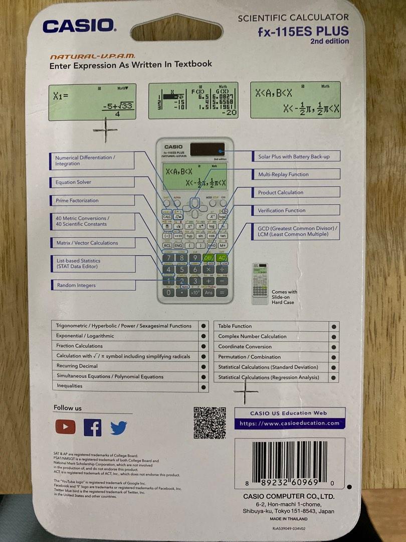 Pre-order : Casio fx-115ESPLUS2 2nd Edition, Advanced Scientific Calculator, 電腦＆科技, 商務用科技產品 ...