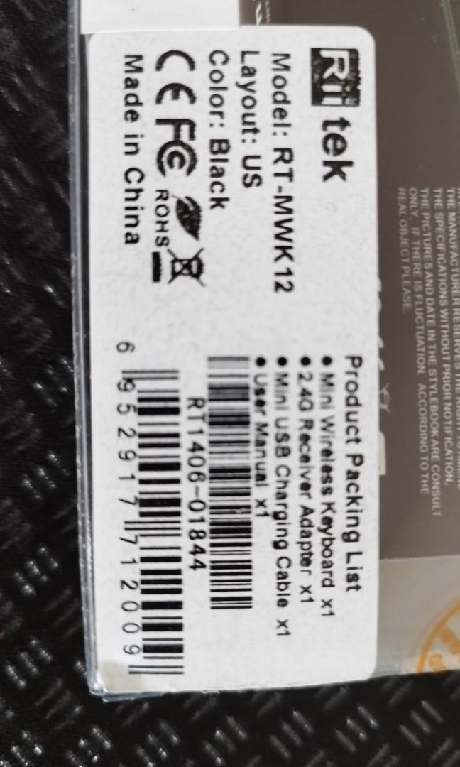 Rii MWK12+ Ultra Slim Portable Mini Wireless Keyboard -Black, Computers ...