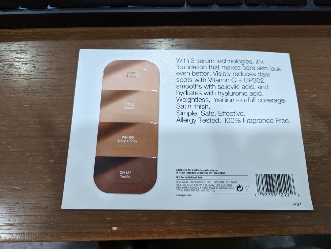 {Sample} Clinique Even Better Clinical Serum Foundation Broad Spectrum ...