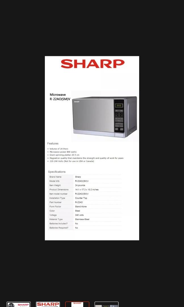 SHARP microwave oven touch control., TV & Home Appliances, Kitchen Appliances, Ovens & Toasters ...