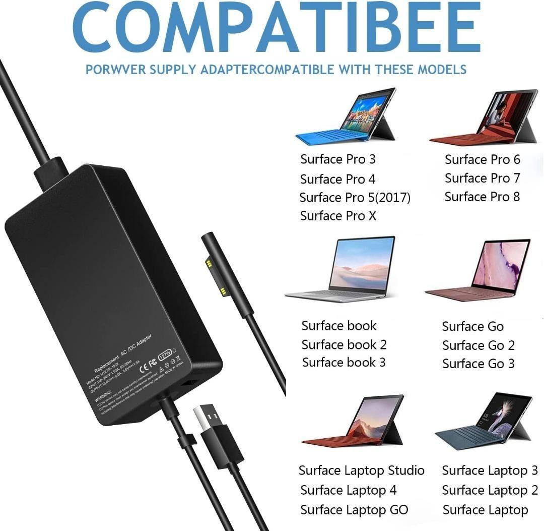 (SPECIAL SALE)(3PIN PLUG) Surface Book Charger Surface Power Adapter ...