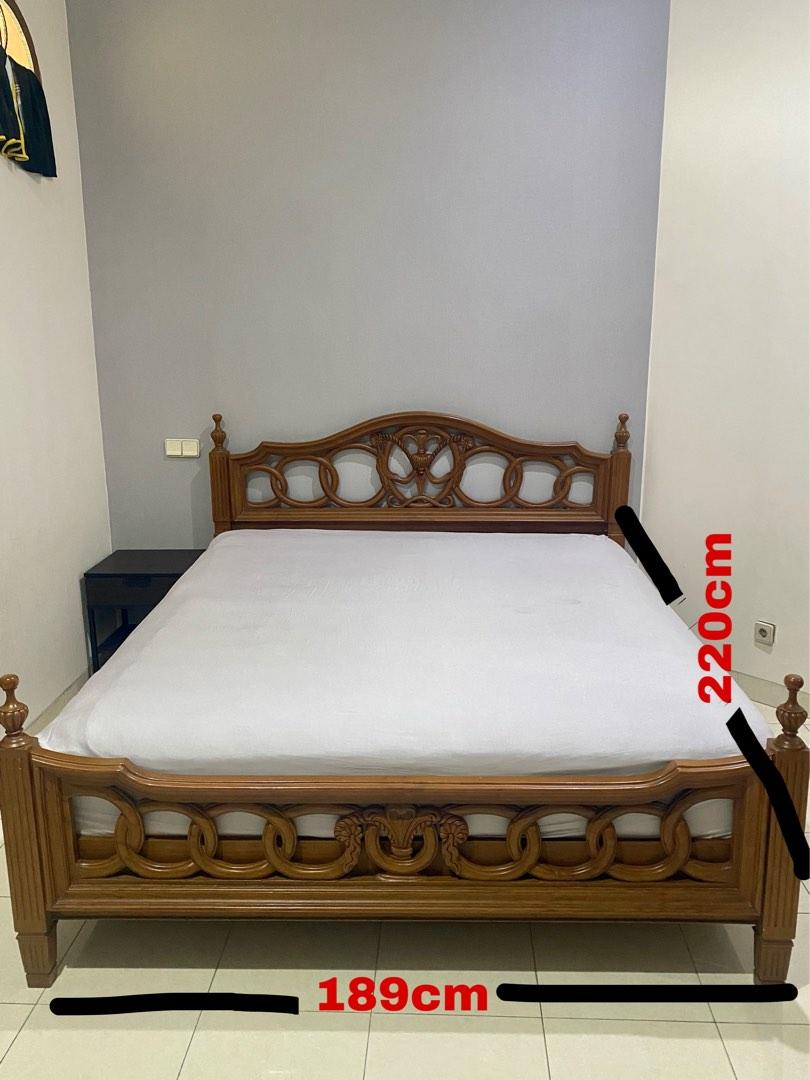 Tempat Tidur furniture kayu jati asli untuk kasur ukuran 180x200 ...