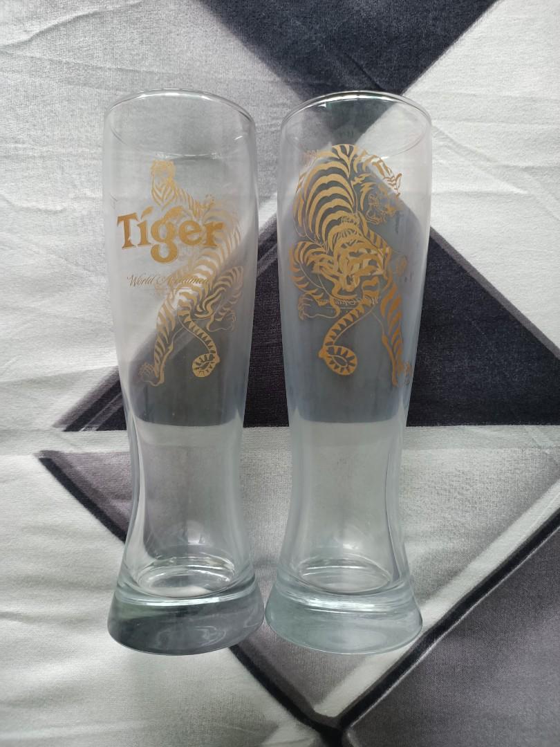 2 x Tiger limited edition glass pints & stainless steel ice cubes ...