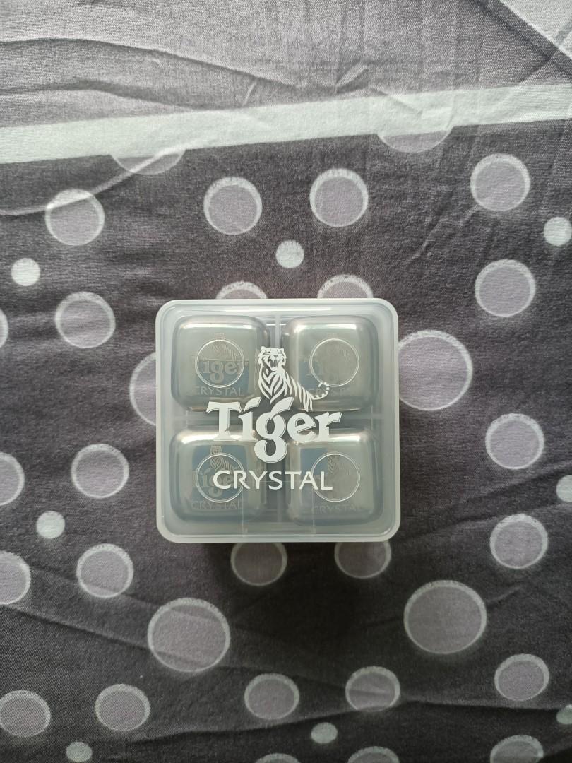2 x Tiger limited edition glass pints & stainless steel ice cubes ...