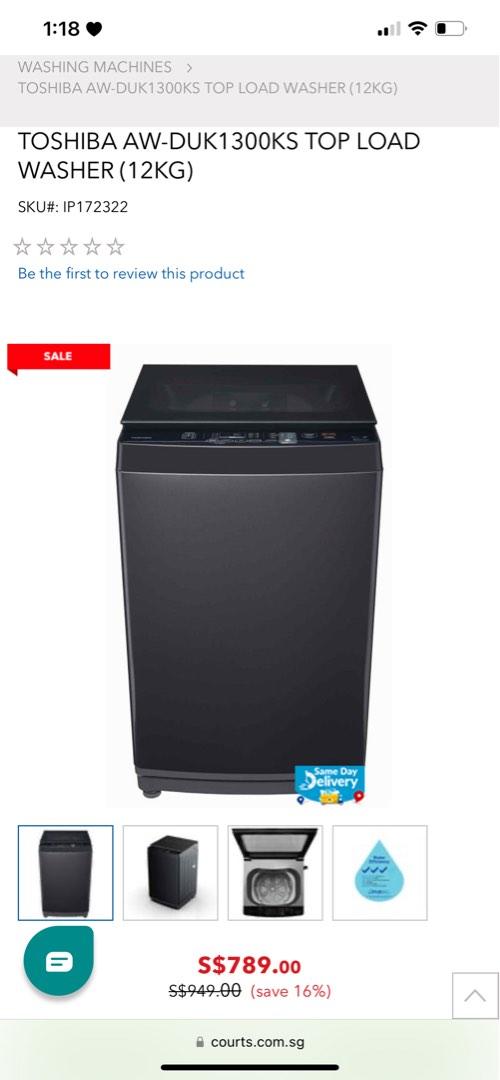 TOSHIBA 12Kg Top Load Washer AW-DUK1300KS Display Set $550 Delivery add ...