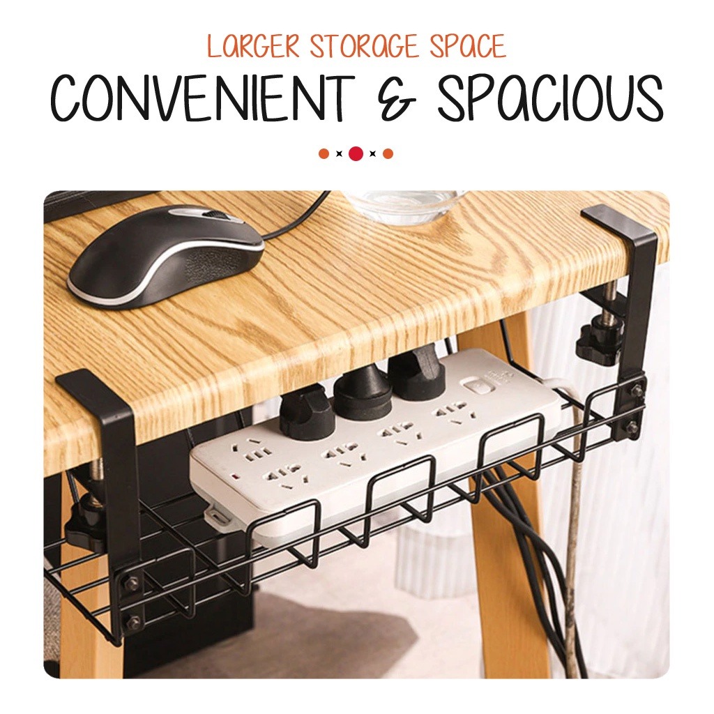 Under Desk Cable Organizer No Drill Table Wire Management Storage ...