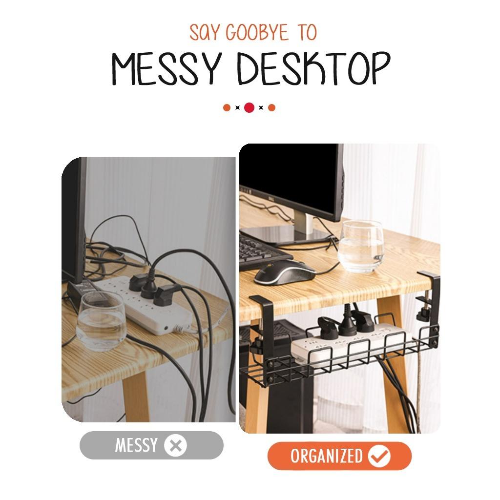 Under Desk Cable Organizer No Drill Table Wire Management Storage ...