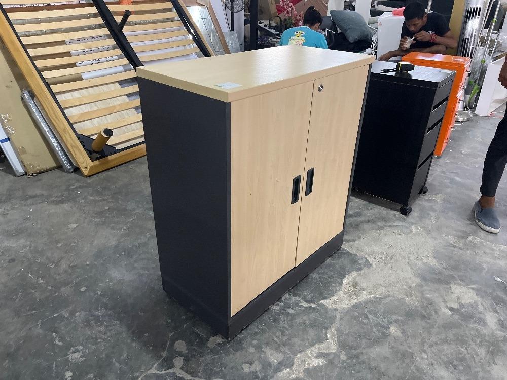 Wooden 2 Door Mini Cabinet Black & Neutral Colour / Kabinet Mini 2 ...