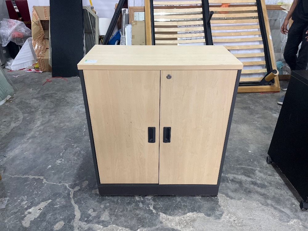 Wooden 2 Door Mini Cabinet Black & Neutral Colour / Kabinet Mini 2 ...