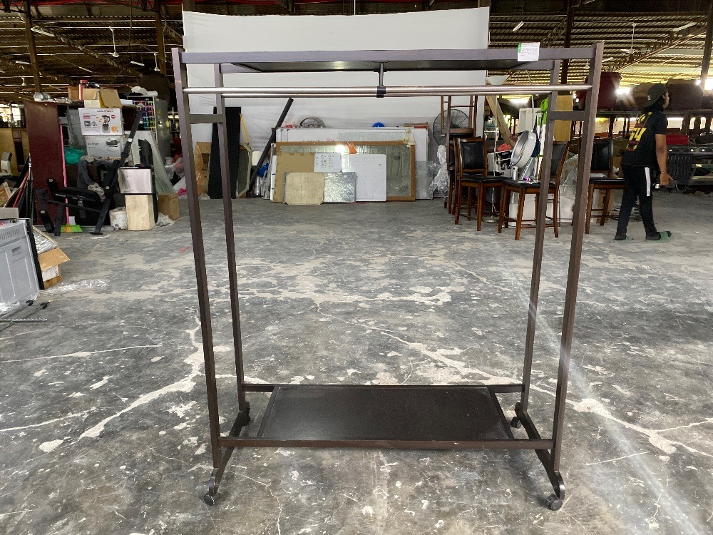 Wooden Cloth Rack with Wheels / Rak Kain Kayu dengan Roda, Furniture ...