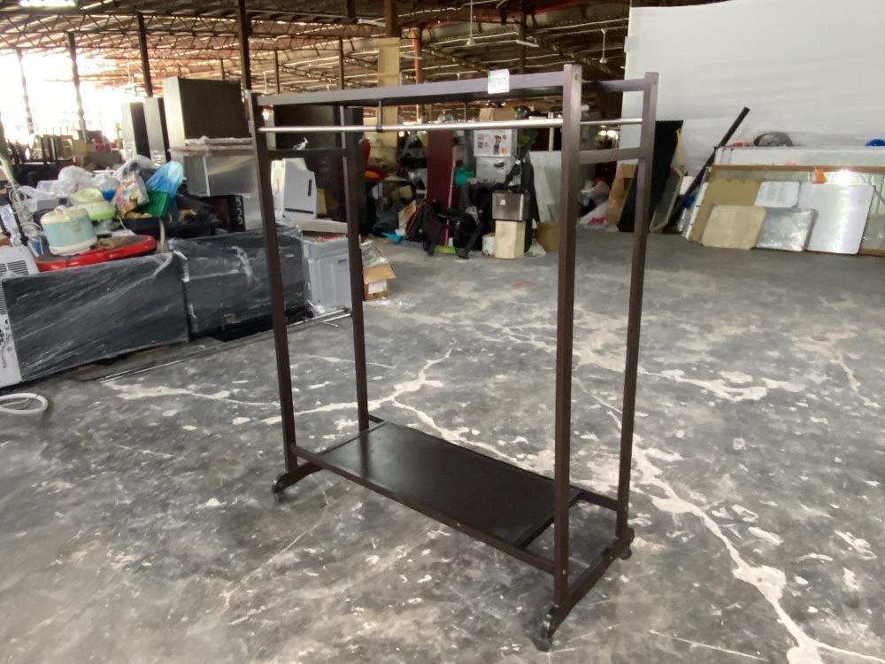 Wooden Cloth Rack with Wheels / Rak Kain Kayu dengan Roda, Furniture ...